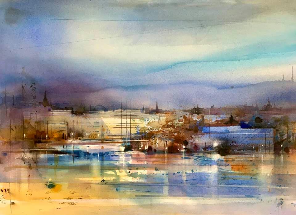 Beautiful watercolor by Gunnel Moheim - ArtPeople.Net